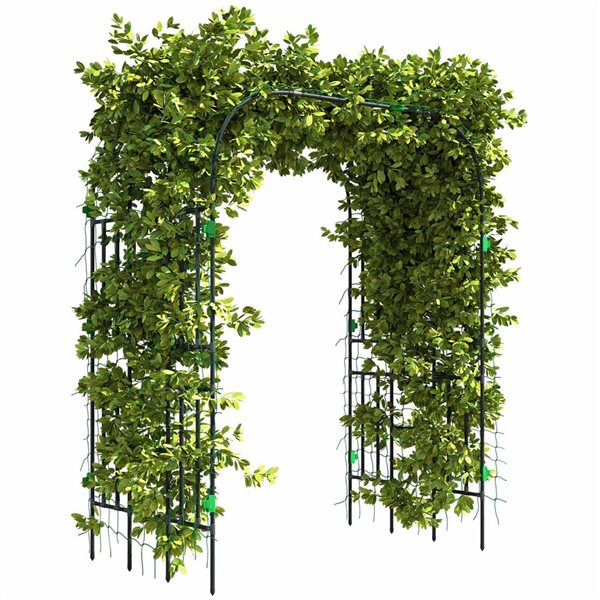 Outsunny 8-ft Double Garden Arch w/ Net for Climbing and Fruit Plants ...