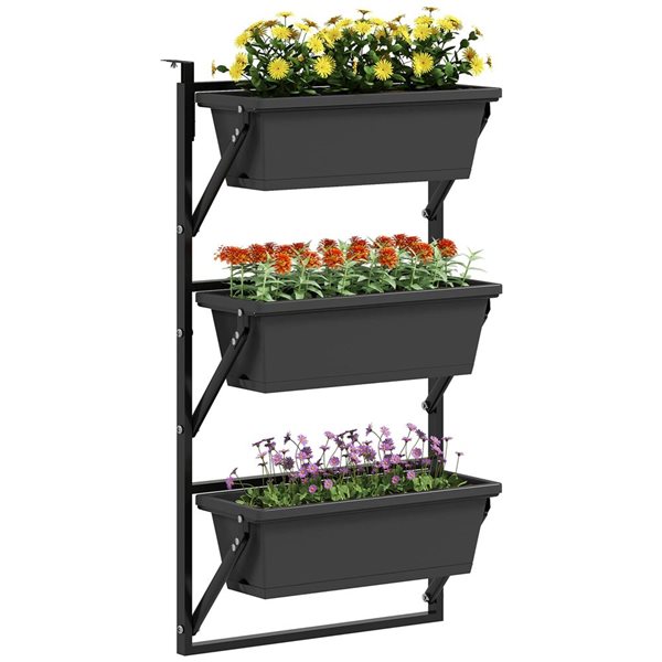 Outsunny 3-Tier Vertical Plastic Planters for Outdoor Plants 84H ...