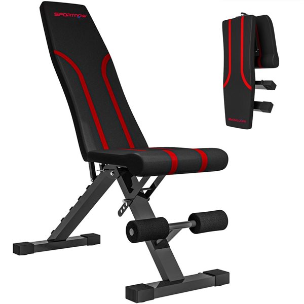 Soozier Foldable and Adjustable Workout Bench for Home Gym A91-383V00BK ...