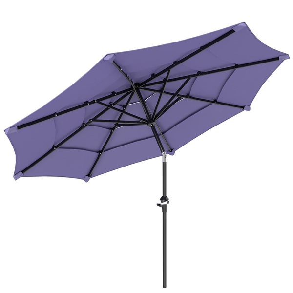 Outsunny 10.7-ft 4-Tier Outdoor Patio Umbrella with Crank and 8 Ribs ...