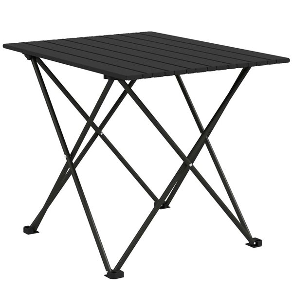 Outsunny 22-in W Black Metal Outdoor Folding Portable Picnic Table with ...