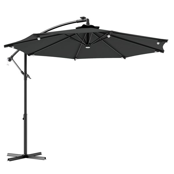 Outsunny 8.8-ft Cantilever Patio Umbrella w/ Solar Powered LED Lights ...