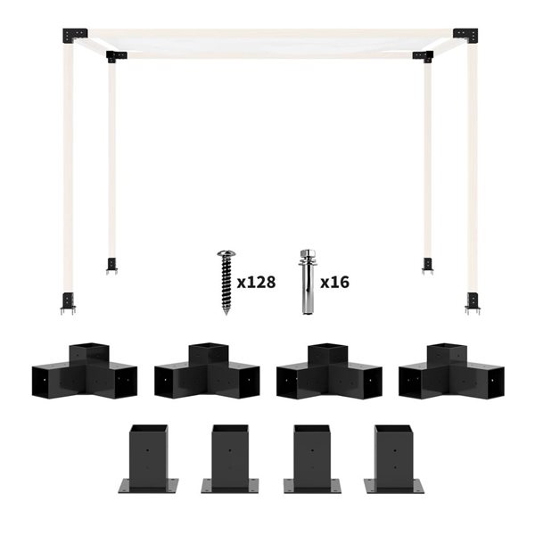 Ensemble de 8 supports pour pergola Outsunny noir pour bois de ...