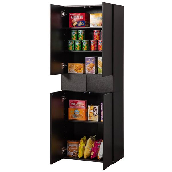 Basicwise 66-in Multifunctional Kitchen Pantry Double Cabinet w/ 4 ...