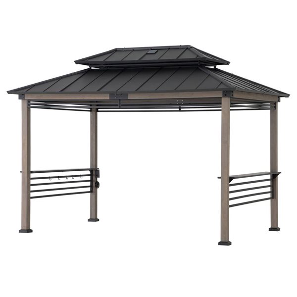 Abri-soleil pour barbecue 8 x 12 pi de Sunjoy en cèdre brun avec toit ...