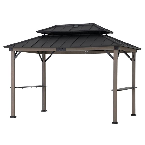 Abri-soleil pour barbecue 8 x 12 pi de Sunjoy en cèdre brun avec toit ...