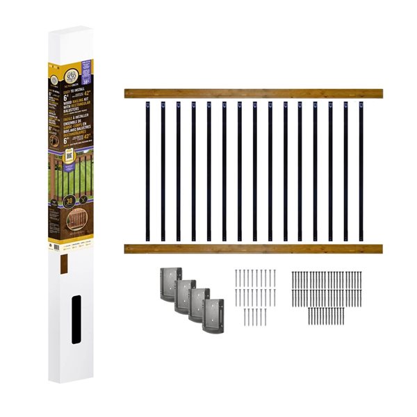 Nuvo Iron 6-ft Long Railing Kit w/ 38-in Rectangle Balusters, Pressure ...
