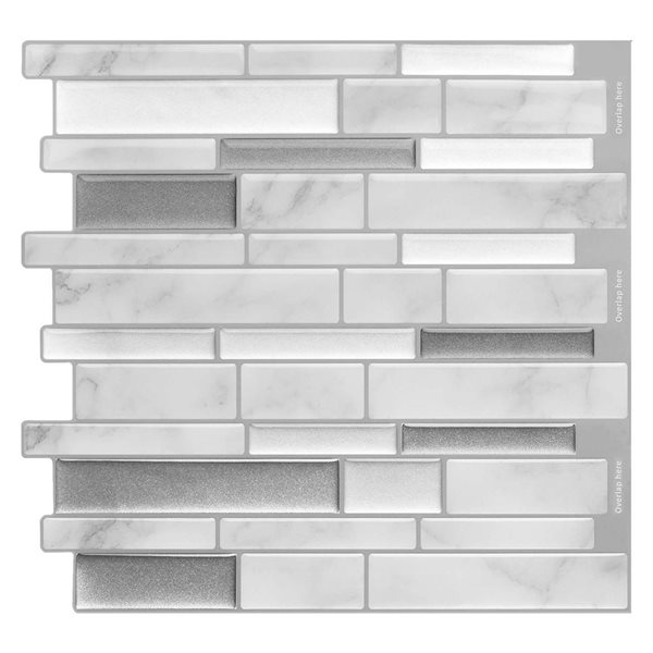 Mureno Quick Stick 8-Pack Dark Silver Marble 11.25 L x 10-in W Glossy ...