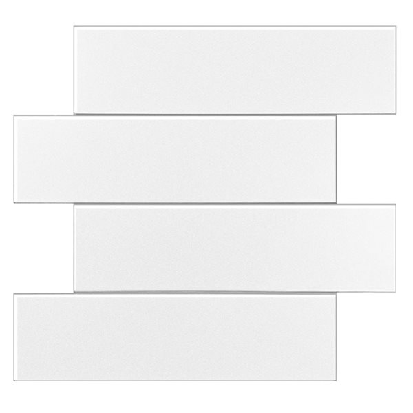 Murella SPC White Long Subway 10.83 L x 11.81-in W Matte Peel and Stick ...