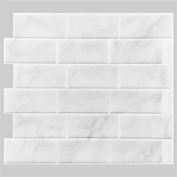 Mureno Quick Stick 8-Pack Grey Marble Subway 11.25 L x 10-in W Glossy ...