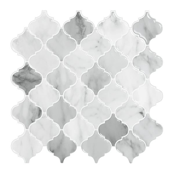 Mureno Quick Stick 8-Pack Grey Marble 11.25 L x 10-in W Glossy Peel and ...