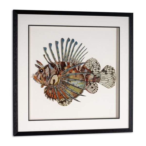 Oeuvre d'art collage poisson-lion Aquatic Reverie de Gild Design House ...