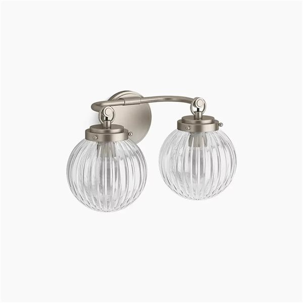 KOHLER Embra by Studio McGee Brushed Nickel Metal 2-Light Wall Sconce w ...
