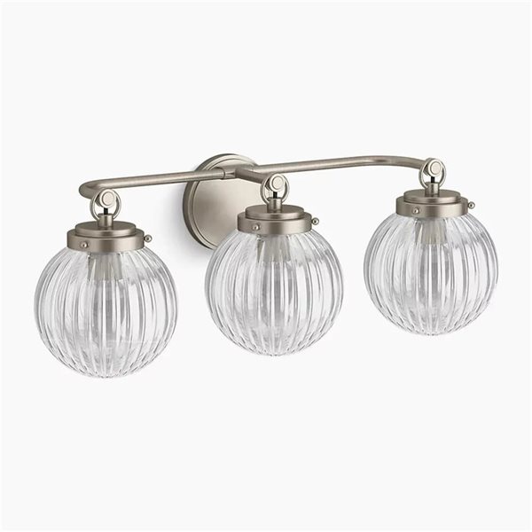 KOHLER Embra by Studio McGee Brushed Nickel Metal 3-Light Wall Sconce w ...