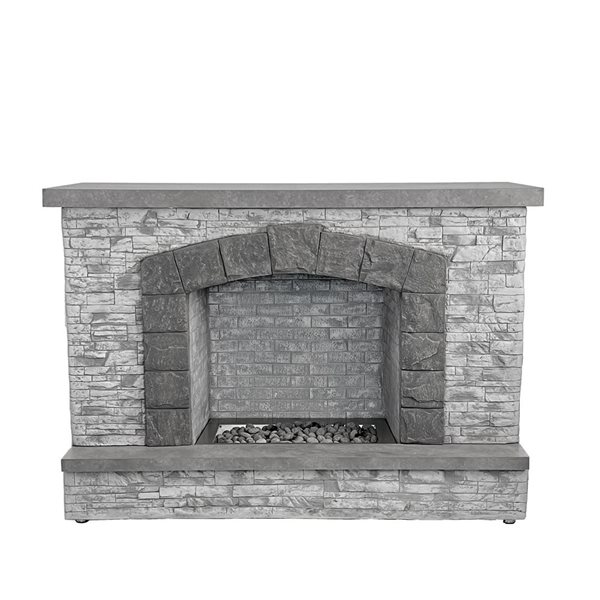 Prokan 50,000 BTU 67-in W Grey Stone European Ledge Outdoor Propane ...