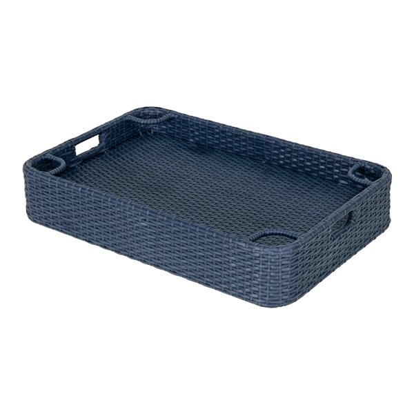 Sunjoy 36 x 24-in Wicker Floating Pool Tray - Navy F403001001 | RONA
