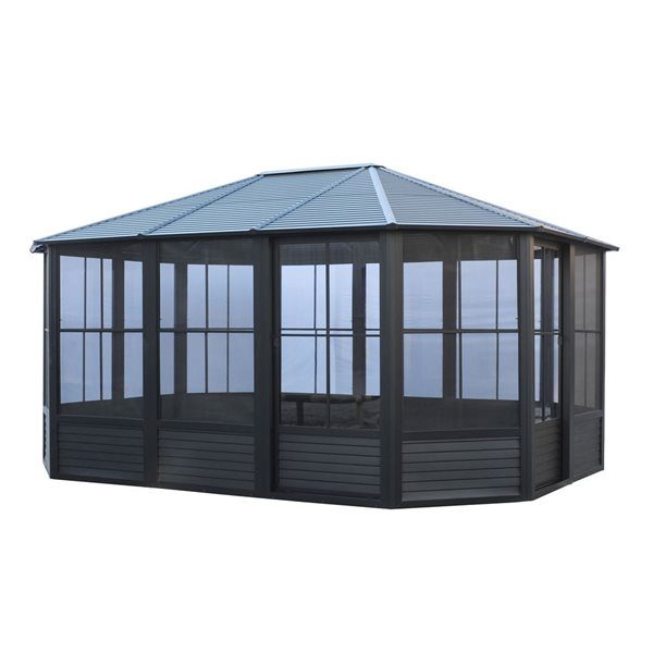 Gazebo Penguin Florence 12 x 15-ft Solarium w/ Metal Roof - Black ...