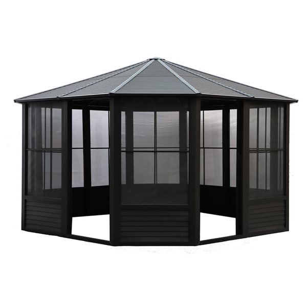 Solarium Florence 12 x 12 pi Gazebo Penguin avec toit en métal, noir ...