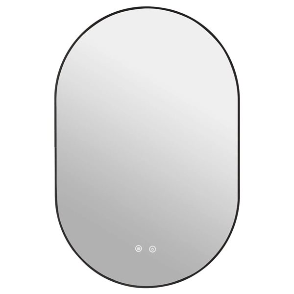 Bouclair 30 H x 20-in L Oval Black LED Light Up Framed Wall Mirror ...