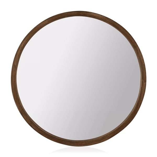 Bouclair 32-in W Round Brown Wood Framed Wall Mirror 9406124 | RONA
