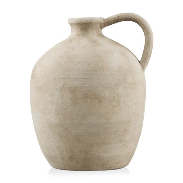 Bouclair 12-in H Off-White Ceramic Table Vase w/ Handle 9406461 | RONA