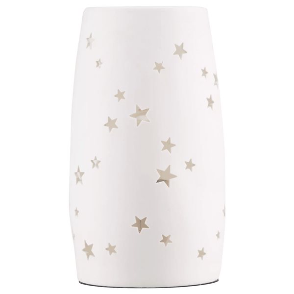Lampe de table en céramique avec découpes en étoiles Bouclair en blanc ampoule G9 et ...