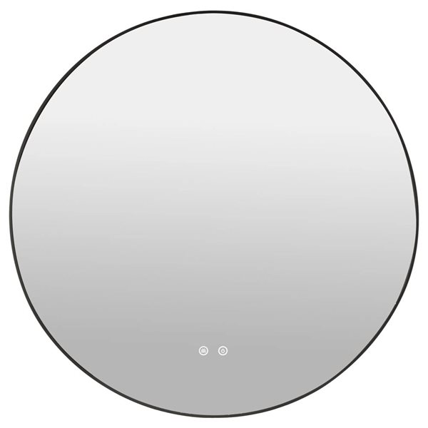 Miroir mural lumineux à DEL rond Bouclair 32 po l. avec cadre noir ...