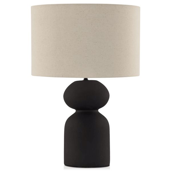 Lampe de table en céramique Bouclair en noir ampoule G9 avec interrupteur et abat-jour en lin ...