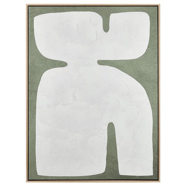 Bouclair 40 H x 20-in W Abstract Canvas White Form on Green Hand ...