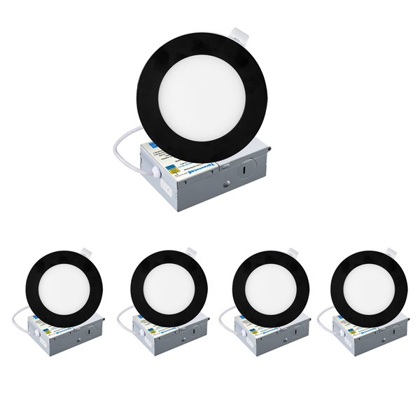 TorontoLed 4-in 5CCT Black Recessed Ceiling Slim Downlight (4 Pack) | RONA