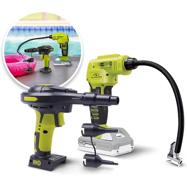 Sun Joe Air Joe Pro Single-Stage 24V 2.0Ah 120 PSI Portable Cordless ...
