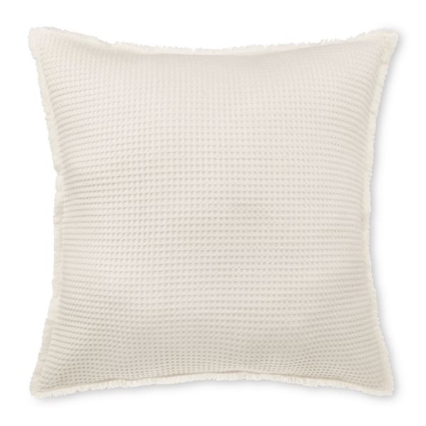 Bouclair Kristia 26 L x 26-in W Square Beige Decorative Waffle Pillow ...