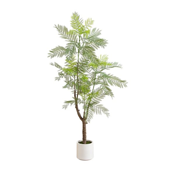 Nearly Natural Artificial Minimalist Jacaranda Tree in White Decorative ...