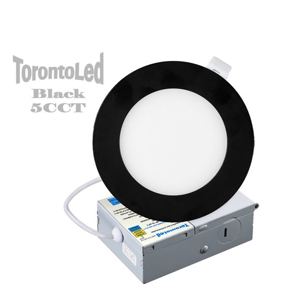 TorontoLed 4-in 5CCT Black Recessed Ceiling Slim Downlight (1 Pack ...