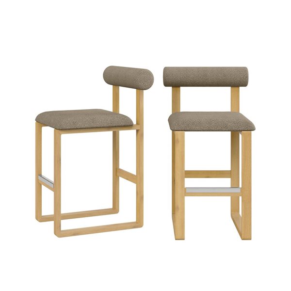 Sirio 30-in Natural Wood Scandinavian Backrest Bar Stools w/ Tan ...