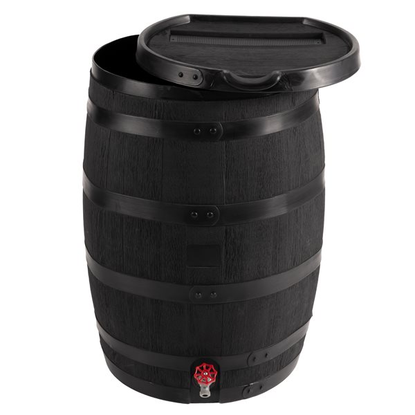 RTS Home Accents Polyethylene 208-L Flat-Back Eco Rain Barrel w ...