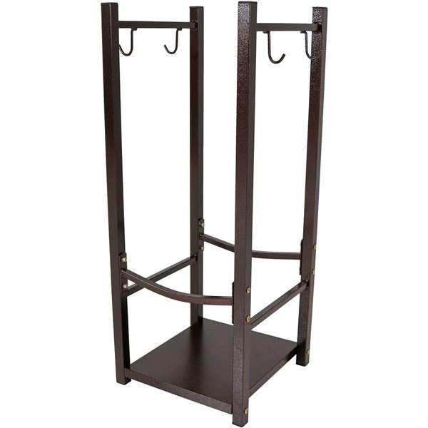 Sunnydaze Decor 32-in Bronze Steel Firewood Log Rack with Tool Holders ...