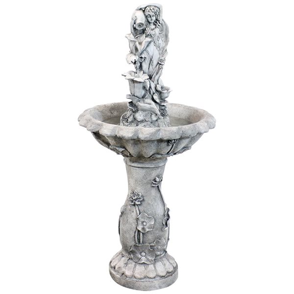 Sunnydaze Decor 42-in H Resin Light Grey Fairy Flower Solar Outdoor ...