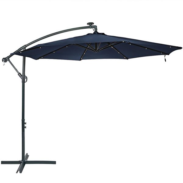 Sunnydaze Decor Navy Blue 10-ft W Solar Offset Steel Patio Umbrella w ...