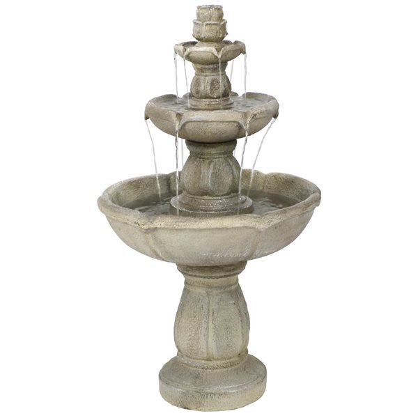 Sunnydaze Decor Birds' Delight 35-in H Beige 3-Tier Fibreglass Outdoor ...
