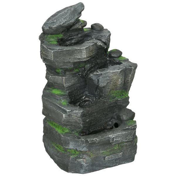 Outsunny 22-in H Resin Grey Solar Outdoor Garden Rock Waterfall ...