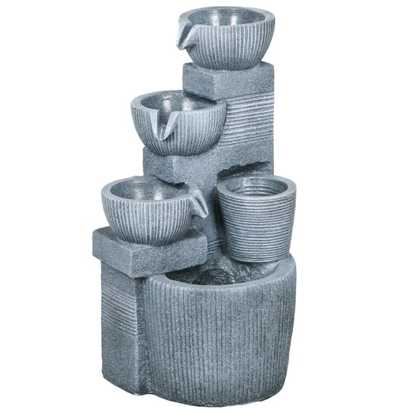 Outsunny 22-in H Resin Grey Outdoor Rock Waterfall Fountain 844 ...