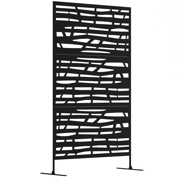Outsunny 18 W x 78-in L 3-Piece Black Steel Outdoor Decorative Privacy ...