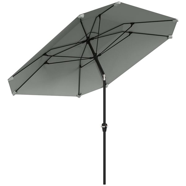 Outsunny 7.6-ft Aluminum Patio Umbrella w/ 8 Ribs - Light Grey 84D ...