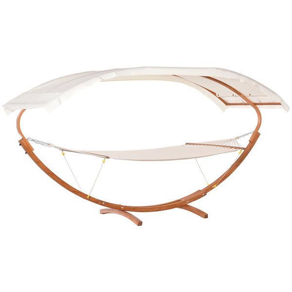 Outsunny 78.7" 2-Person Teak Wood Hammock - White 84A-204 | RONA