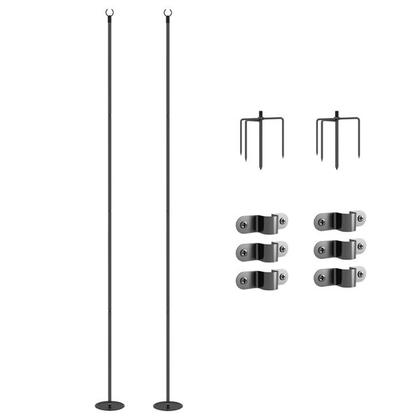 Outsunny 10-ft Steel Poles for Outdoor String Lights - 2/Pk 844 ...