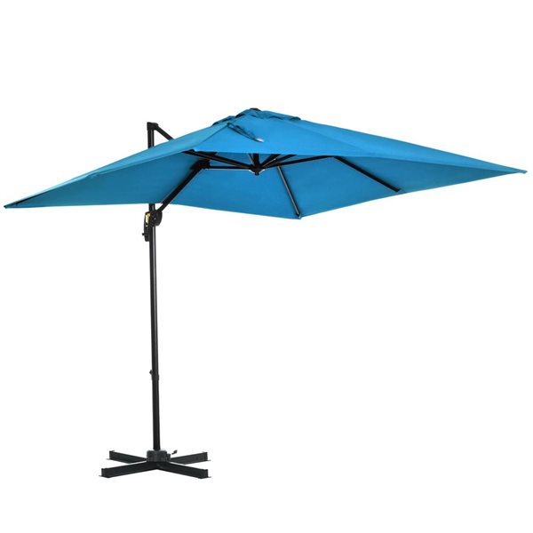 Outsunny 8 x 8-ft Patio Cantilever Umbrella w/ Cross Base - Turquoise ...