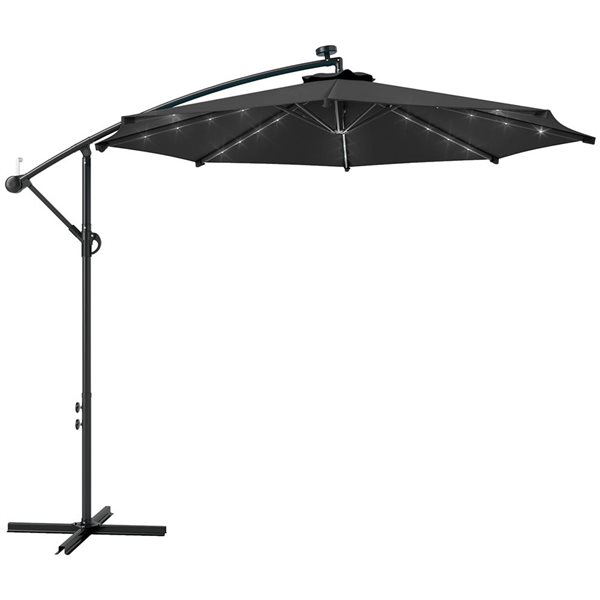 Outsunny 10-ft Solar LED Cantilever Patio Umbrella - Black 84D-101V00BK ...