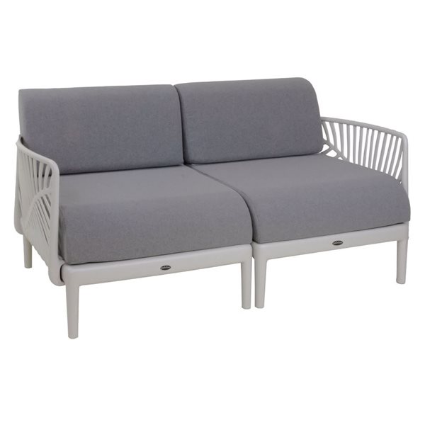 Patio Flare Plus Collection Grey Recycled Plastic Leaf Modular Love Seat Patio Sofa PF11399 | RONA