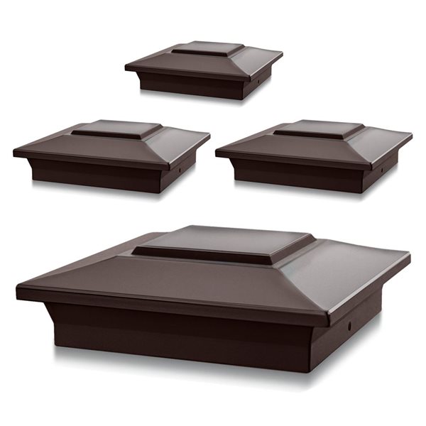 Classy Caps 4-Pack 6 x 6-in Brown Aluminum Post Cap NSX66R4PK | RONA